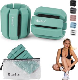 Wellrox Gewichtete Armreifen Comfort Edition - 1,1 kg (0,5 kg je Handgelenkgewicht) verstellbare Kn&ouml;chel- und Handgelenkgewichte f&uuml;r Damen & Herren - Armgewic
