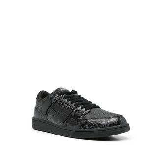 Amiri Skeleton-Motif Leather Sneakers - Black