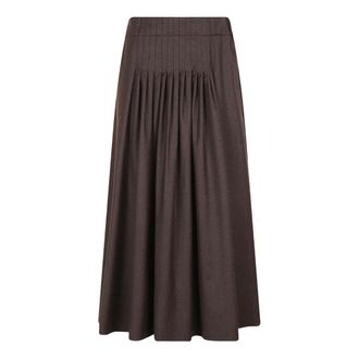 Max Mara Jupe Midi en Flanelle - Femme - Jupes - Brun - Taille: 36 FR