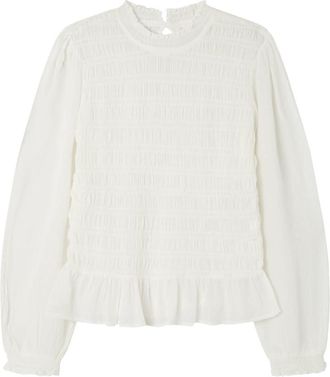 Springfield Damen Boho Smocking Blouse Bluse, braun, 36