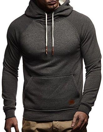LEIF NELSON Sweat à capuche pour homme Slim Fit Coton Part Moderne Blanc Hommes Sweat à capuche Pull à manches longues Hommes Noir Pull à capuche LN8125, anthraci