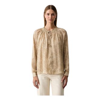Michael Kors Metallic Printed Georgette Blouse - - Blouses & Shirts - Damen - Beige - XL