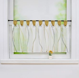 Joyswahl Scheibengardine Voile Bistrogardine »Lola« mit Bunte Streifen Muster Transparente Gardine Stores HxB 30x120cm Sand Schlaufen, 1er Pack