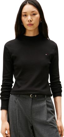 Tommy Hilfiger Damen Langarmshirt Slim Cody Mock-Neck, Schwarz (Black), XXS