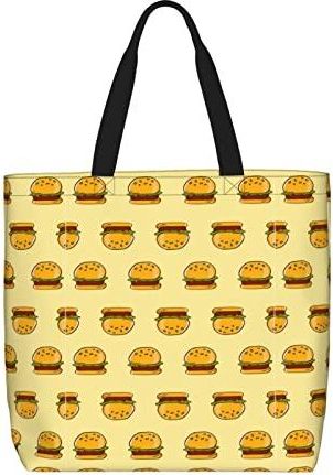 Generic Sac Fourre-Tout Hamburgers Et Cheeseburgers Rigolos Sac &Agrave; Provisions En Toile Lavables Personnaliser Sacs En Toile &Eacute;paule, Pour &Eacute;cole, Filles, Voyage,