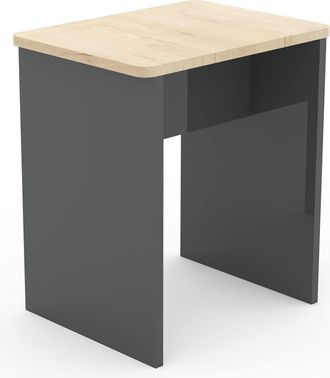 VCM Holz Sitzhocker W&uuml;rfel Fu&szlig;ablage Beistelltisch Esal Anthrazit/Honig-Eiche