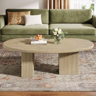 Tribesigns Ovaler Counchtisch Holz f&uuml;r Wohnzimmer, Beistelltische oval,115 x 65 x 40 cm,Kaffeetisch Auch als Beistelltisch nutzbar,Langlebig & Stabil,Modern Stil