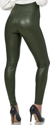 Glamexx24 Legging taille haute en cuir synthétique pour femme - Aspect cuir, Taille large - Vert, XS mince