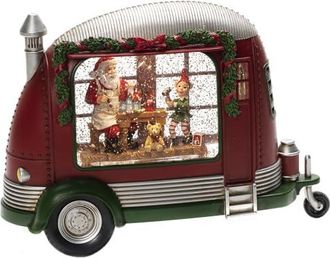 Konstsmide Karavan Weihnachtswerkstatt, wassergefüllt, mit an/aus Schalter, 5h Timer, kombinierbar mit 4384-550/4385-900, rot, batteriebetrieben, Innen, 1 warm w