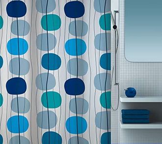 Spirella Anti-Schimmel Duschvorhang - Anti-Bakteriell, waschbar, wasserdicht, Polyester, Mobile 180x200cm Blau
