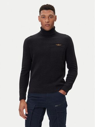 Aeronautica Aeronautica Militare Rollkragenpullover 252MA1587UL00904 Schwarz Regular Fit