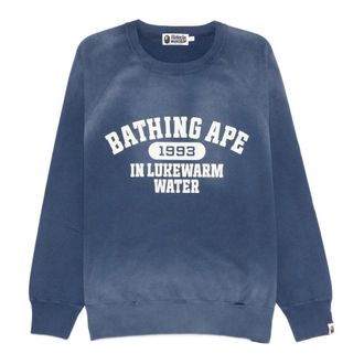 A Bathing Ape A Bathing Ape, Homme, Sweatshirts et sweats &agrave; capuche, Bleu, Taille: 2XL SweaT-shirt &agrave; col rond effet d&eacute;lav&eacute; destroy coupe d&eacute;contract&eacute;e