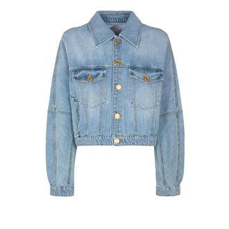 Ga&euml;lle Paris Femme, Vestes, Bleu, Taille: 40 FR Crop Trucker Jacket