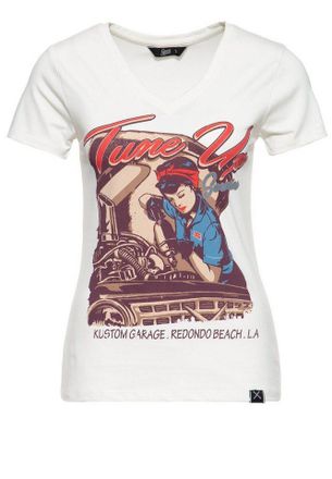 Queen Kerosin Print-Shirt Tune Up (1-tlg) mit trendigem V-Ausschnitt