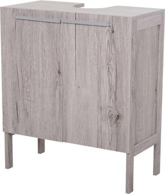 HOMCOM Homcom - Meuble salle de bain - meuble sous-vasque - placard 2 portes avec &eacute;tag&egrave;re - dim. 60L x 30l x 70H cm - mdf imitation bois gris
