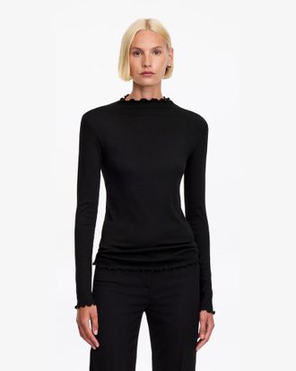 Arket Ger&uuml;schtes Jersey-Oberteil -Schwarz