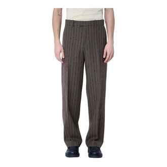 Burberry Homme, Pantalons, Brun, Taille: L Pantalon en Laine à Rayures