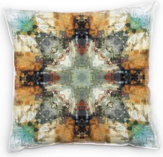 Paul Sinus Art Abstrakt, gemalt, braun, grau, t&uuml;rkis Deko Kissen 40x40cm f&uuml;r Couch Sofa Lounge Zierkissen - Dekoration zum Wohlf&uuml;hlen