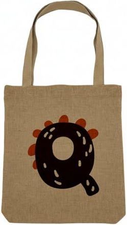 Fabulous Sac Shopping Tote Bag Aspect Lin - Q Quentin Lettre Pr&eacute;nom Dinosaure Dessin Enfant - Sac de Courses Toile Epaisse 360g Beige Naturel Cabas Port&eacute; Epaul