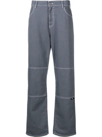 Msgm pantalon droit &agrave; logo imprim&eacute; - Gris