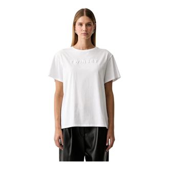 Twinset Femme, Tops, Blanc, Taille: 38 FR T-shirt &agrave; logo textur&eacute;