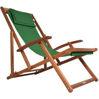Deuba casaria Chaise longue pliante en bois Chaise de plage 3 positions Chilienne transat jardin exterieur Vert
