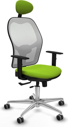 Piqueras y Crespo Schreibtischstuhl mit R&uuml;ckenlehne und 1D-Armlehnen, h&ouml;henverstellbare Lendenwirbelst&uuml;tze und festes Kopfteil, ausgestattet mit Syncro/Traslack. Wei&szlig;/P