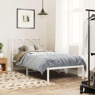 vidaXL Bettgestell mit Kopfteil Metall Wei&szlig; 80x200 cm vidaXL