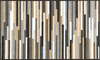 Wash+Dry Mikado Stripes Nature Tapis Del Sol, Polyamide Dos : Caoutchouc Nitrile, Multicolore, 75x120cm