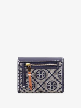 Tory Burch Womens Envelope Wallet T Monogram Blue Leather Leather-Cotton-Polyester & Purses Leather/cotton/polyester