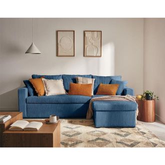 Best Mobilier Bestmobilier - Cyrus - canapé dangle réversible 4 places - convertible avec coffre - en velours côtelé