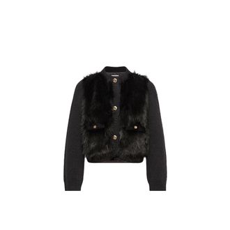 Moncler Moncler Alpaca & Wool Blend Padded Cardigan, Women, Black, Size: Xl