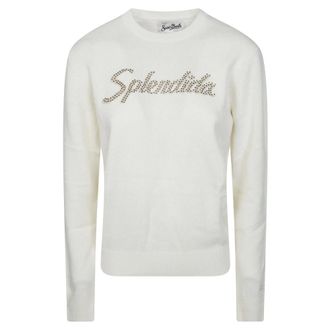 MC2 Saint Barth New Queen Pullover Splendida 10 Strass - - Knitwear - Damen - Wei&szlig; - L