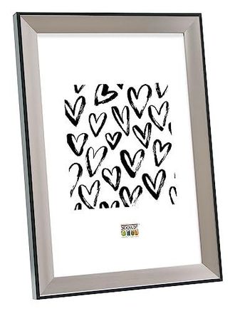 Deknudt Frames S45FD2 Cadre Photo avec Filet Résine Argenté/Noir 20 x 28 cm