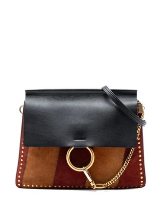 Chlo&eacute; 2017 Medium Calfskin and Stitched Suede Faye crossbody bag - Noir