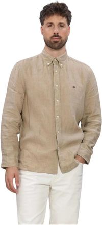 Tommy Hilfiger Homme, Chemises, Beige, Taille: XL Pigment Dyed Li Solid Rf Shirt