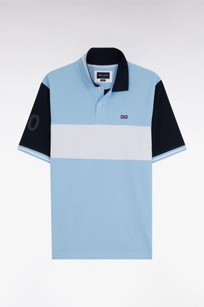 Eden Park Polo &Agrave; Manches Courtes En Piqu&eacute; Coton Ciel Bande Contrast&eacute;e Coupe D&eacute;contract&eacute;e