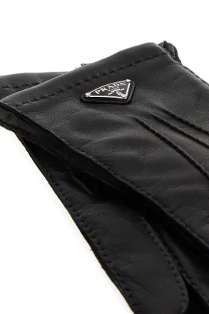 Prada Mens Black Nappa Leather Gloves Nero Guanti