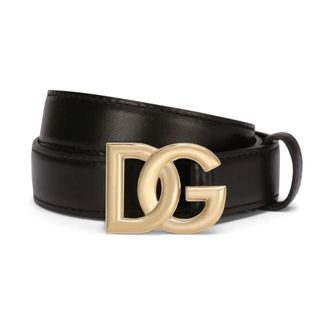 Dolce & Gabbana Ceinture en cuir de veau avec logo - Femme - Accessoires - Noir - Taille: 90 CM