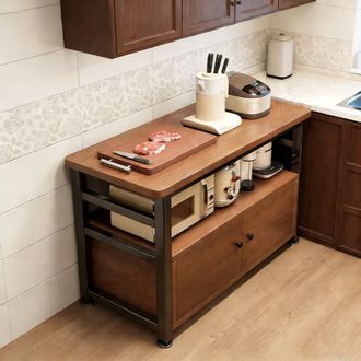 Generic K&uuml;chenregal, multifunktionaler Sideboard-Schrank mit doppelt&uuml;rigem Stauraum, geeignet for K&uuml;che, Esszimmer und Wohnzimmer, Walnuss-Finish