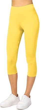 Merry Style Leggings Femme 3/4 Confortable Viscose Pantacourt Femme Tenue Sport Femme Short Cycliste MS10-144 (Jaune, XXL)