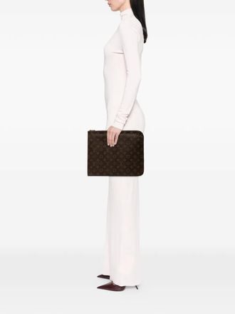 Louis Vuitton 1991 Monogram Poche Documents Portfolio Clutch 30cm - Braun