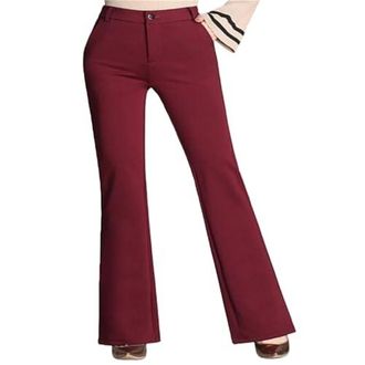 Generic Pantalon habill&eacute; pour femme - Pantalon de travail d&eacute;contract&eacute; - Pantalon de travail - Bouton extensible et l&eacute;ger - &Agrave; enfiler - Pour le bureau, bordeau