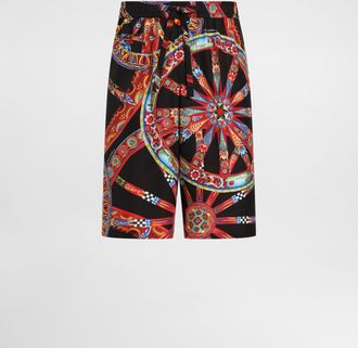 Dolce & Gabbana Bermudashorts Vanity Aus Seidenjacquard Mit Carretto-print - Mann Hosen Und Shorts Multicolor 52