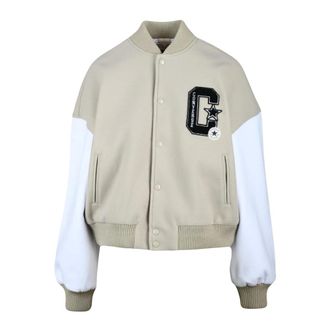 Converse Femme, Vestes, Beige, Taille: 36 FR Veste de coll&egrave;ge avec boutons-pression