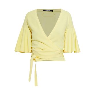 Jacquemus Femme, Blouses et Chemises, Jaune, Taille: 38 FR La Maille Volantes Atado Top