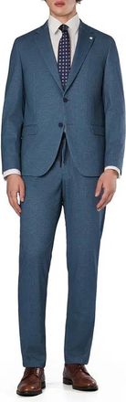 Digel Herren Anzug blau meliert Slim Fit