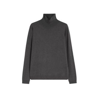 Max Mara Grauer Rollkragenpullover im Glattstrick - - Knitwear - Damen - Grau - XS