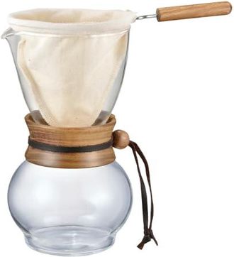 Hario DPW-3 Drip Pot Woodneck - Kaffeebereiter mit Stofffilter 480 ml