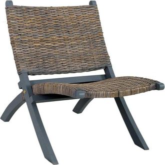 vidaXL Chaise de relaxation rotin kubu naturel et bois dacajou massif vidaXL